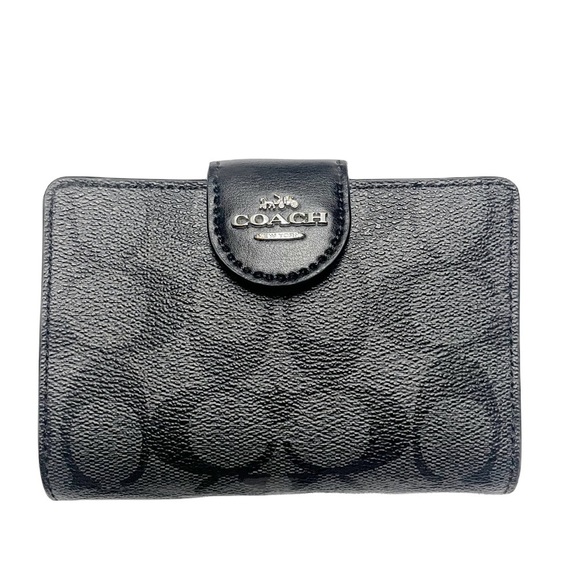 Coach | Bags | Coach Signature Medium Corner Zip Wallet In Black | Poshmark